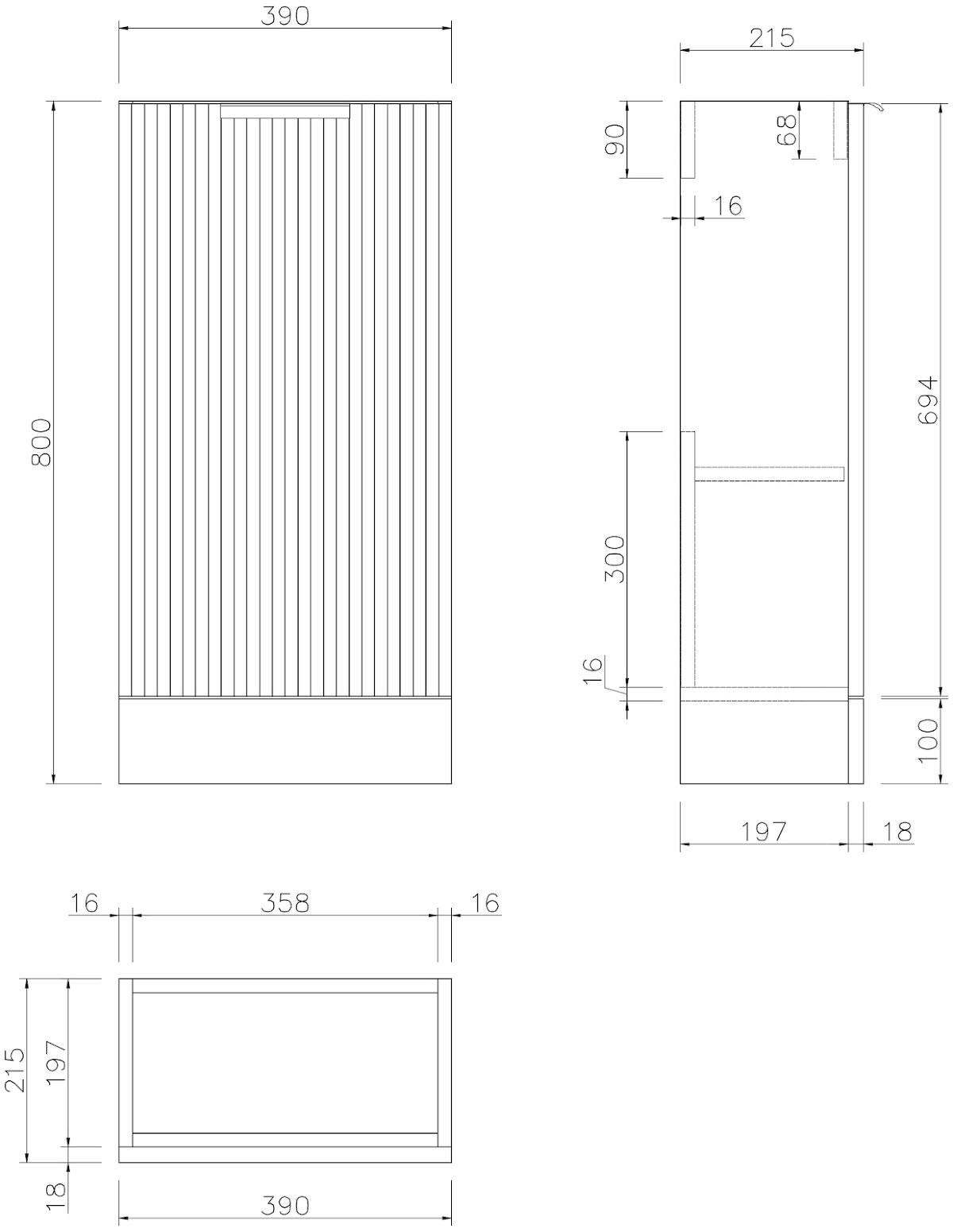 Artis Fluted Freestanding Wood Vanity Unit - 400mm
