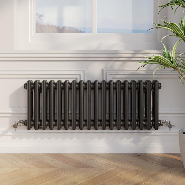 Park Lane Traditional Colosseum Double Bar Column Radiator Black - 300 ...