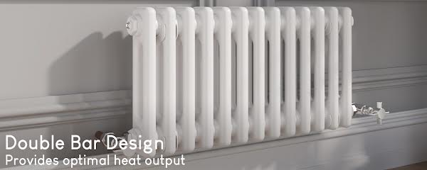Park Lane Traditional Colosseum Double Bar Column Radiator White 300 x ...