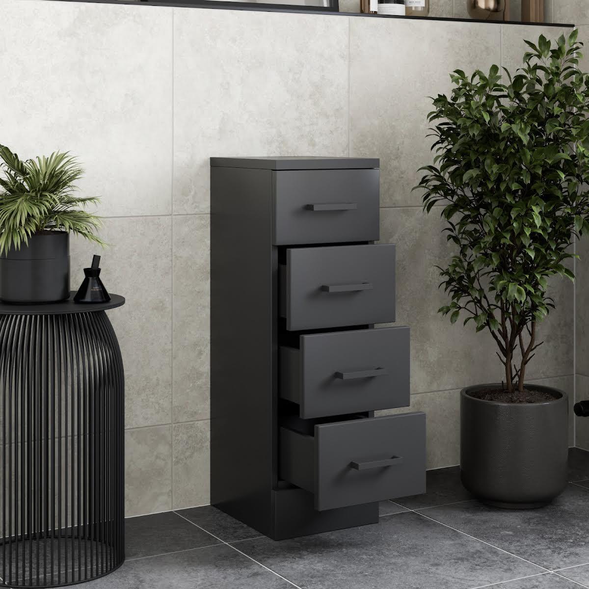 Alpine Black 4 Drawer Storage Unit 250 x 300mm