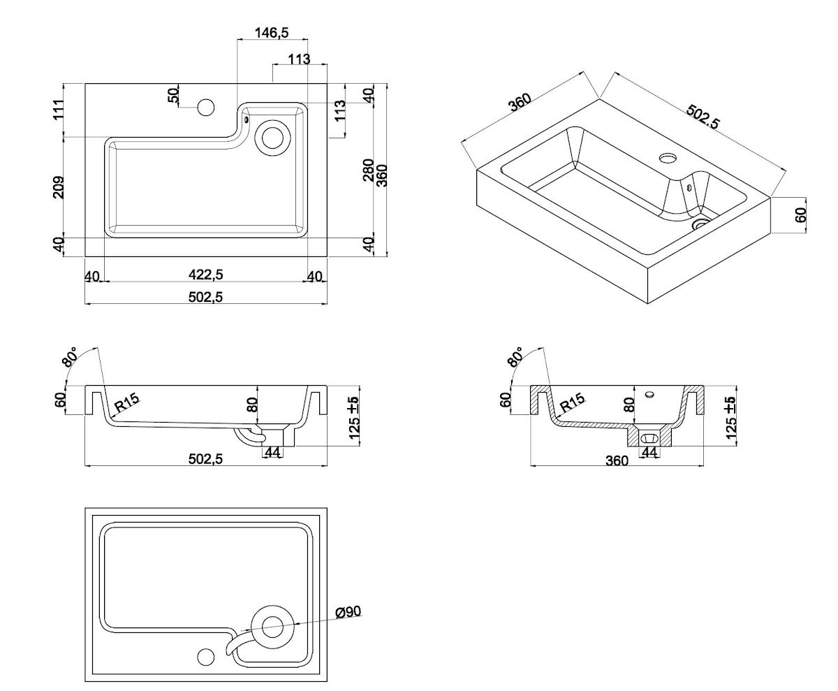Artis Back to Wall Toilet with Sink on Top Grey Gloss Unit 500mm