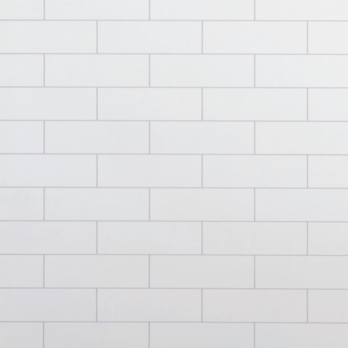 Starline White London Tile Wall Panel with Grey Grouting