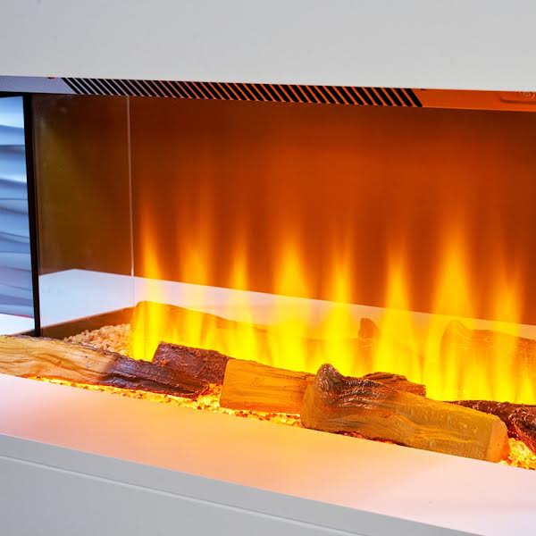 Sureflame WM-9332 Remote Control White Electric Fireplace Suite with ...