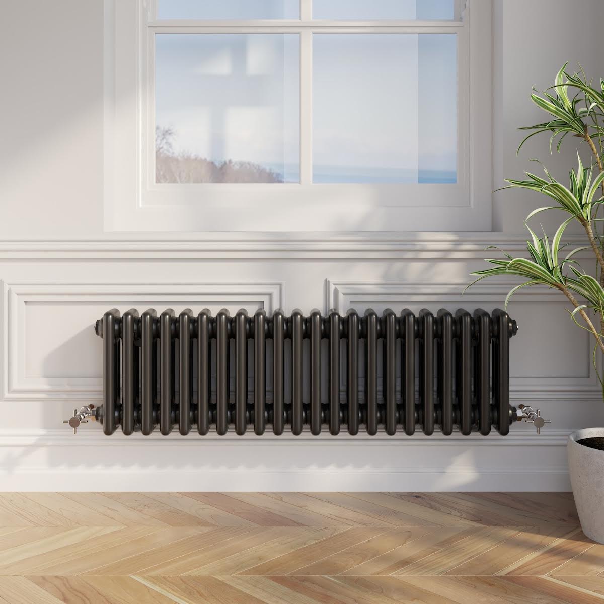 Park Lane Traditional Colosseum Triple Bar Column Radiator Black - 300 ...