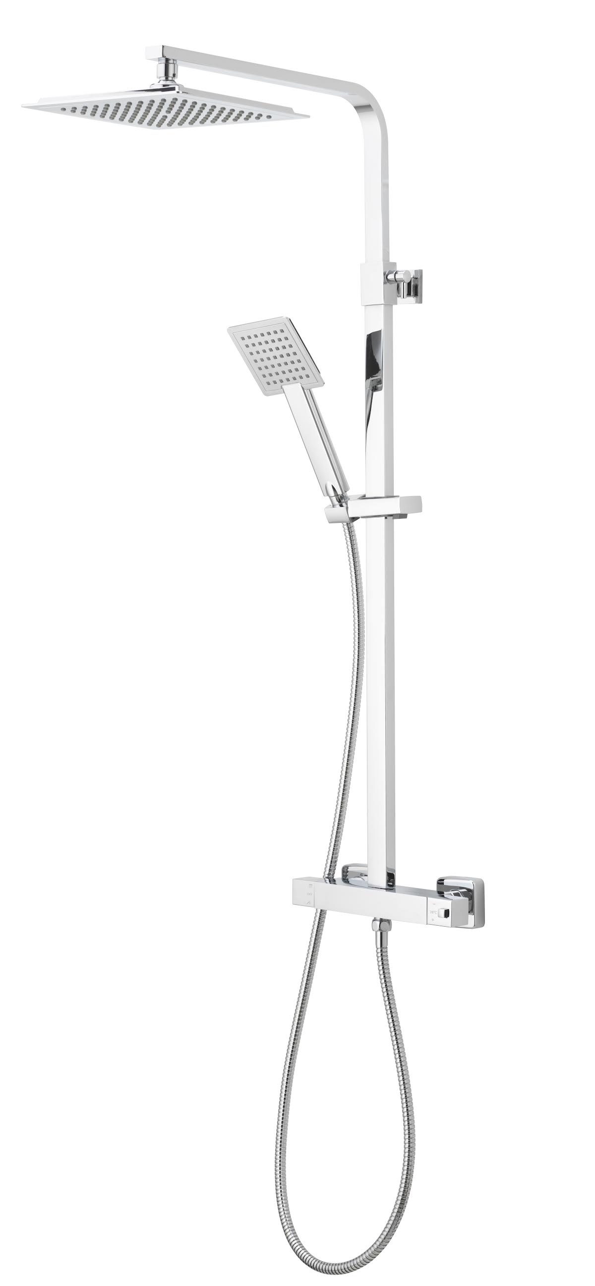 Aqualisa Deco Thermostatic Mixer Shower with Square Bar Valve - Chrome