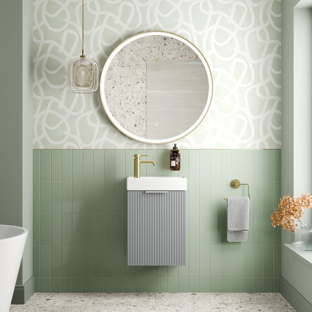 Artis Fluted Wall Hung Grey Vanity Unit - 400mm