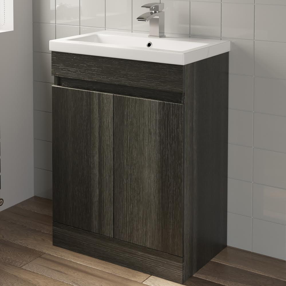 Artis Centro Grey Wood Freestanding Vanity Unit 600mm Doors