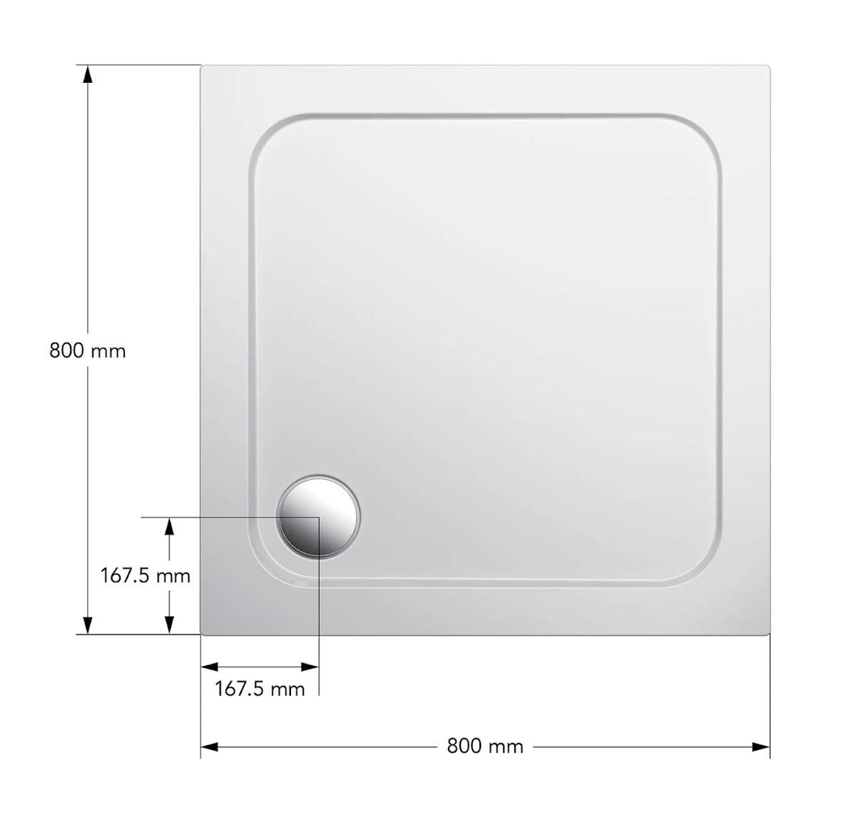 Mira Flight Low Square Stone Resin Shower Tray 800 x 800mm
