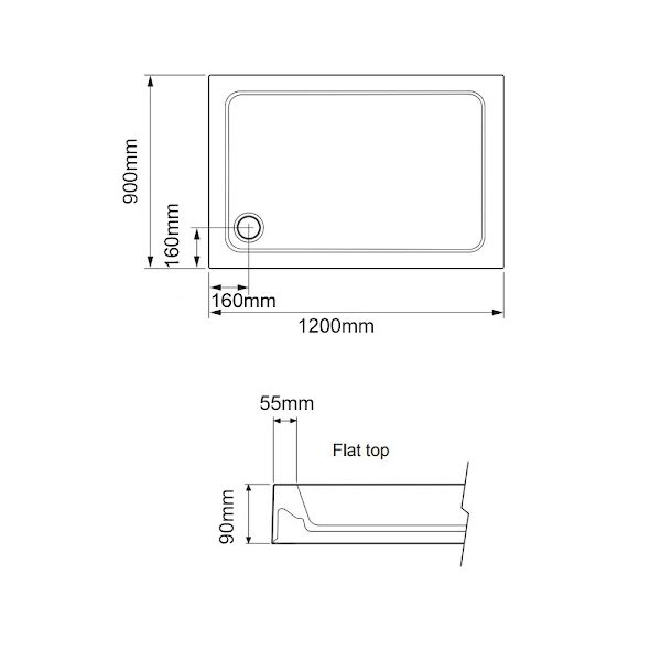 Mira Flight Deep Rectangular Shower Tray 1200 x 900mm