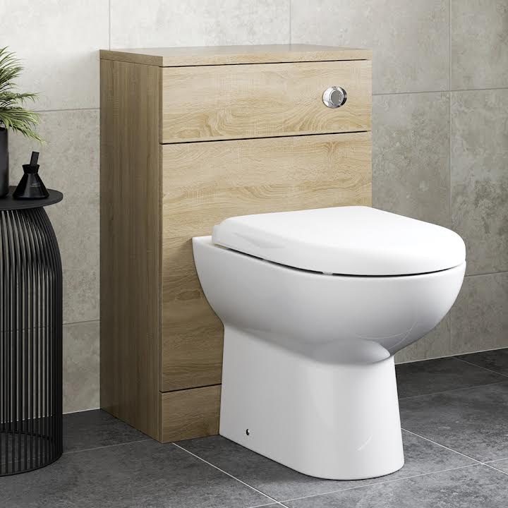 Alpine Oak Back to Wall Toilet Unit & Toilet 500 x 300mm