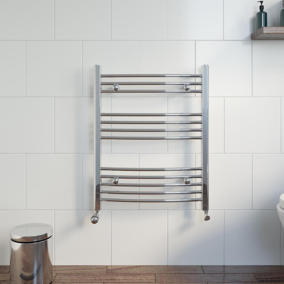 DuraTherm Curved Towel Radiator Chrome - 750 x 600mm