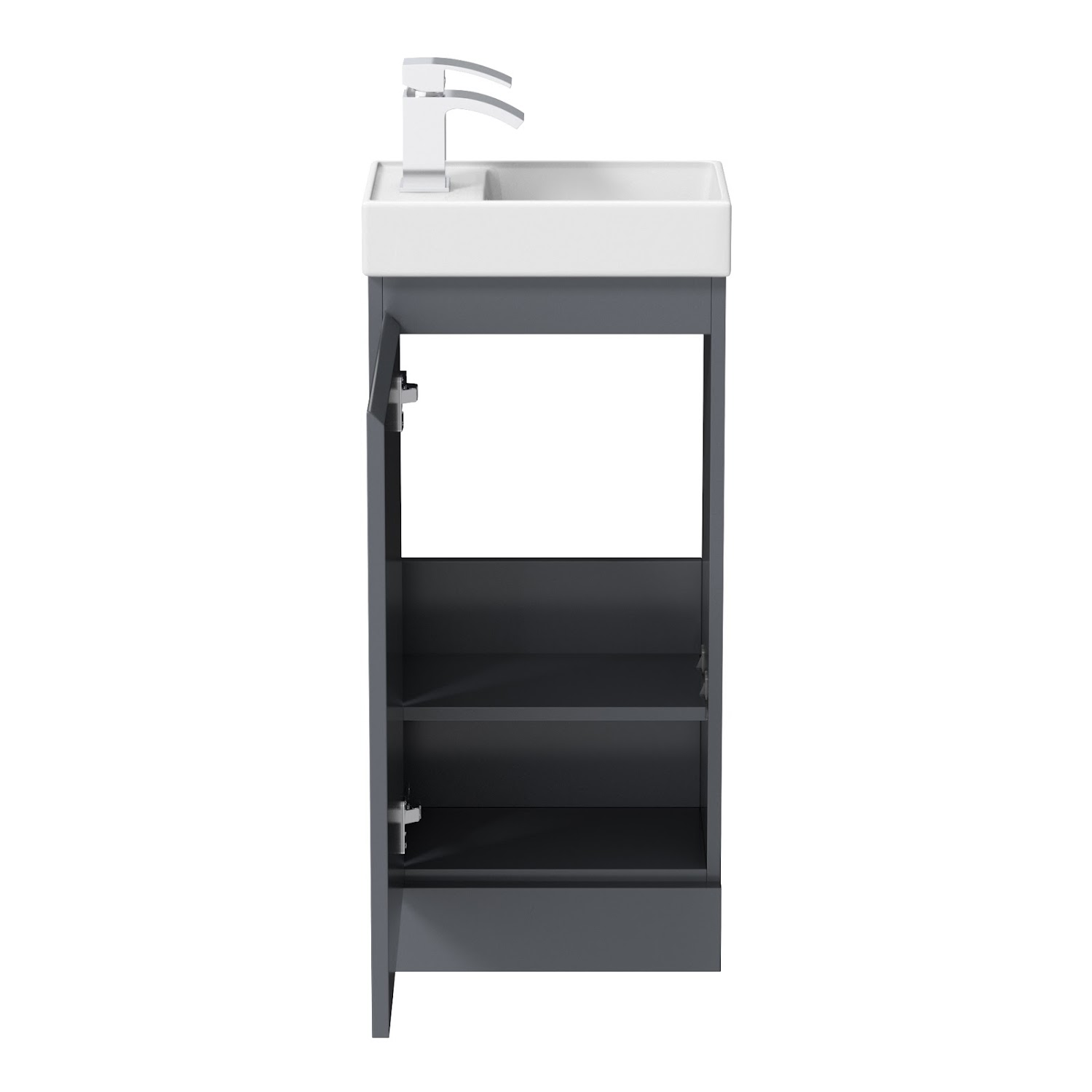 Gloss Grey Floor Standing 400mm Slim Vanity Unit Basin Sink Cloakroom ...