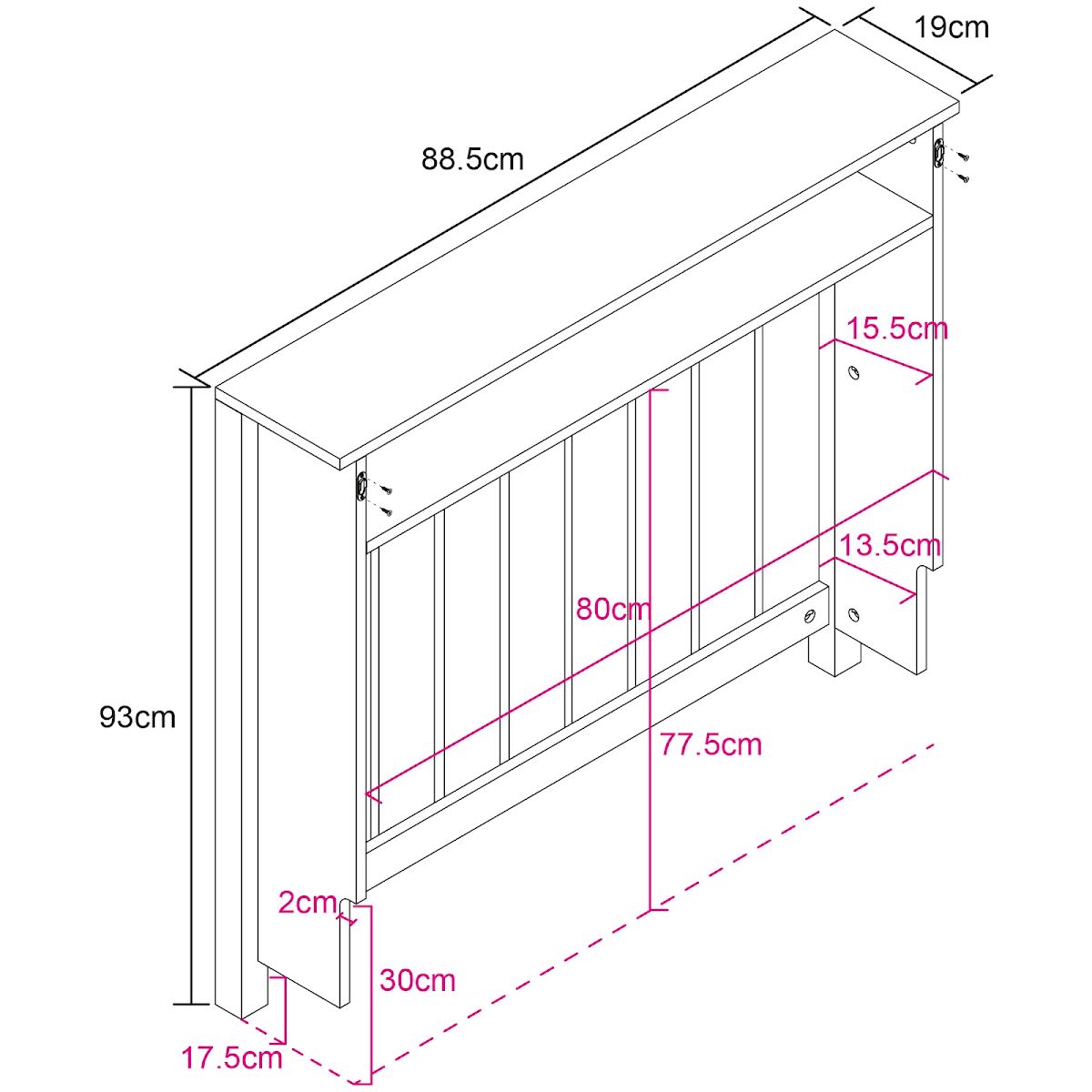 Vale Designs Wood Black Radiator Cover - Small with Drawer