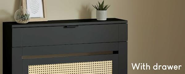 Vale Designs Rattan Black Radiator Cover - Small with Drawer