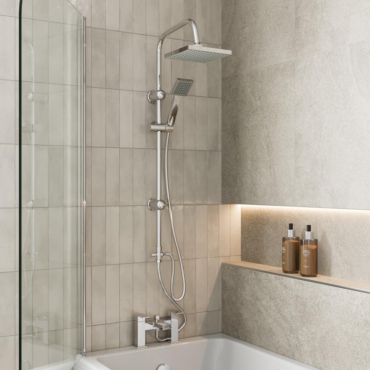 Architeckt Dakota Bath Shower Mixer Tap with Dual Outlet Shower Heads