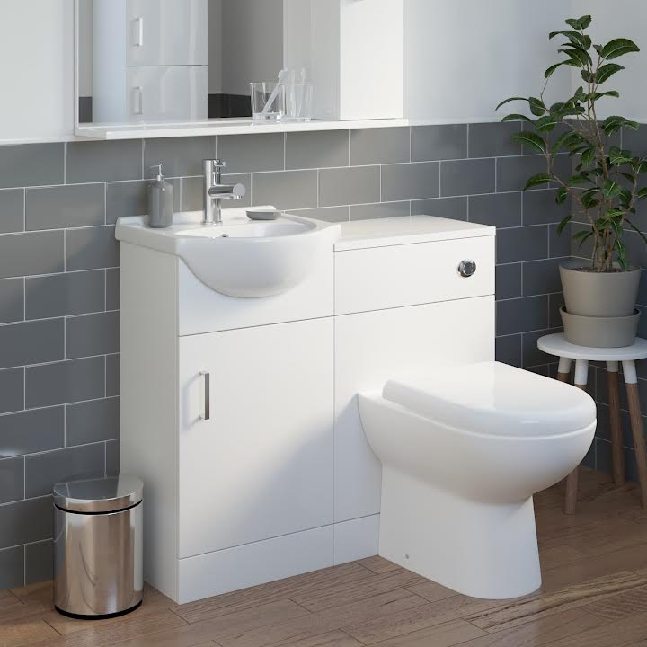 Alpine White Gloss Toilet & Vanity Unit with Basin - 950mm