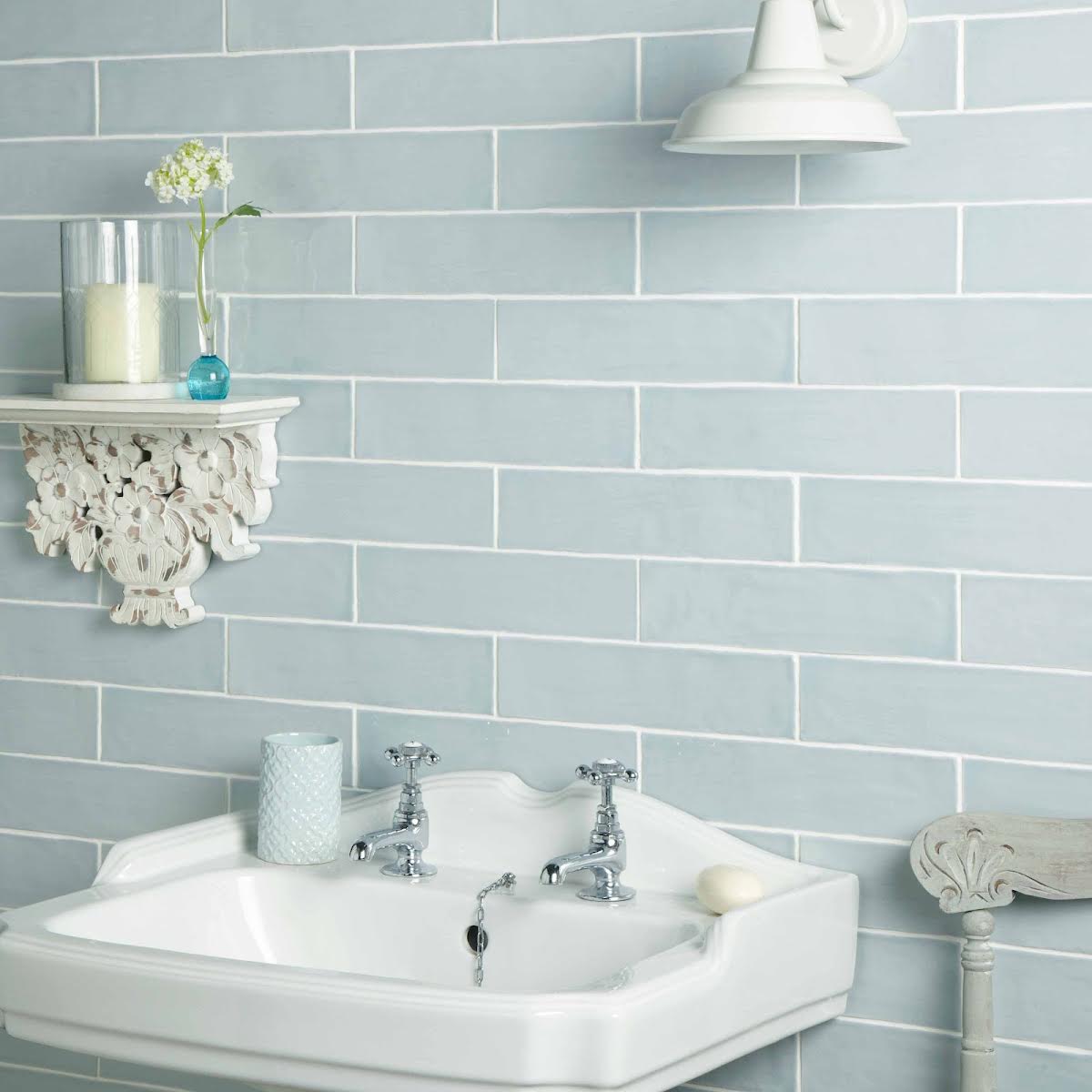 Amiata Bespoke Duck Egg Blue Ceramic Wall Tiles 75 x 300mm