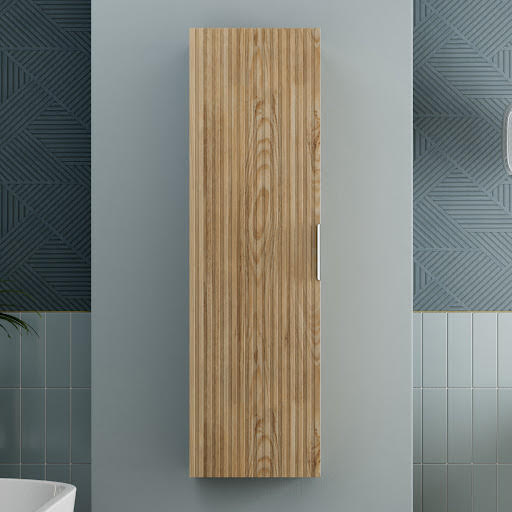 Artis Fluted Wood Tall Storage Cabinet - 1200 x 350mm