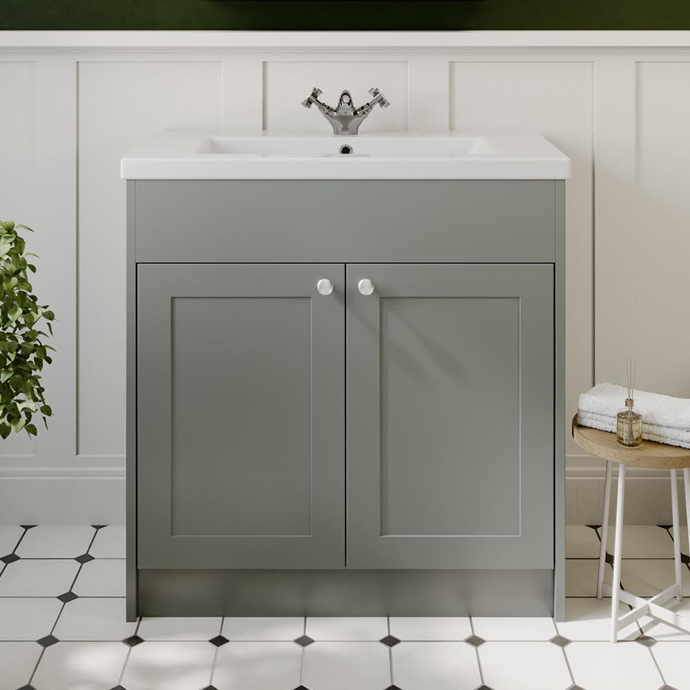 Park Lane Grey Traditional Vanity Unit & Basin - 800mm Width
