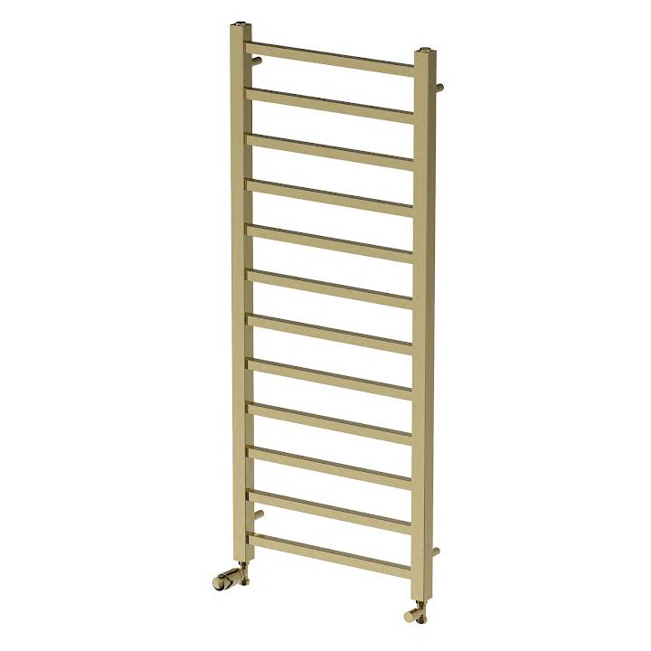 Solaro Square Bar Towel Radiator Brushed Brass - 1200 x 500mm