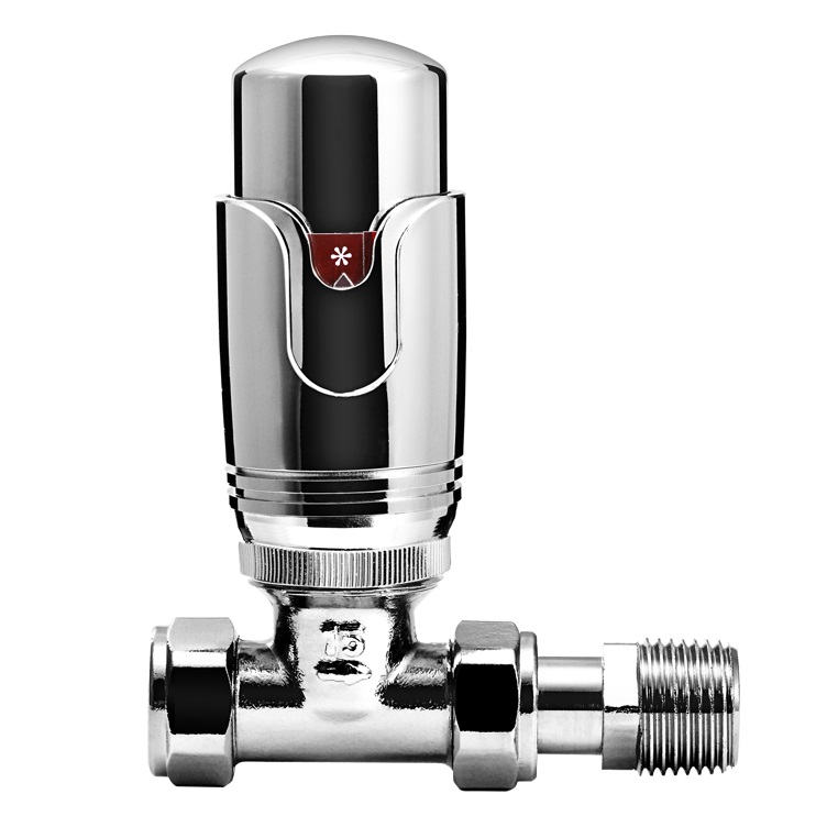 Thermostatic Refined Chrome TRV Radiator Rad Valve Straight 1/2" x 15mm ...