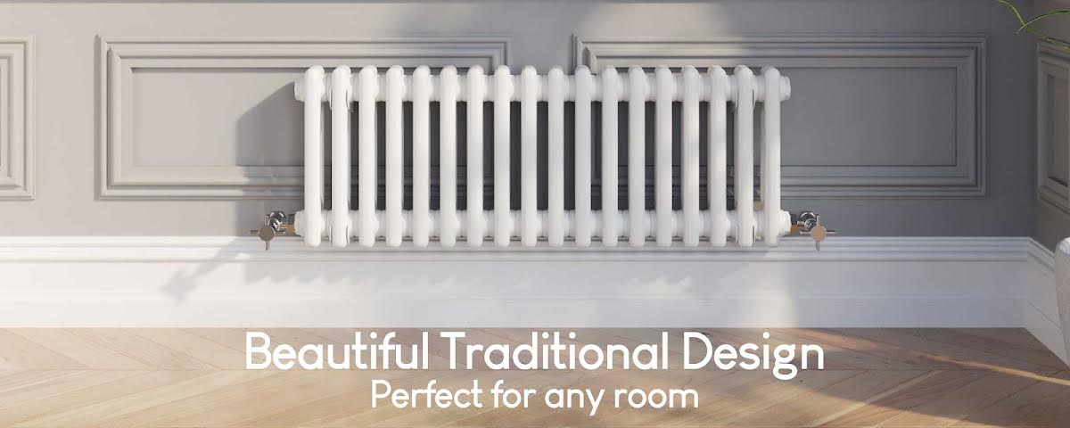 Park Lane Traditional Colosseum Double Bar Column Radiator White 300 x ...