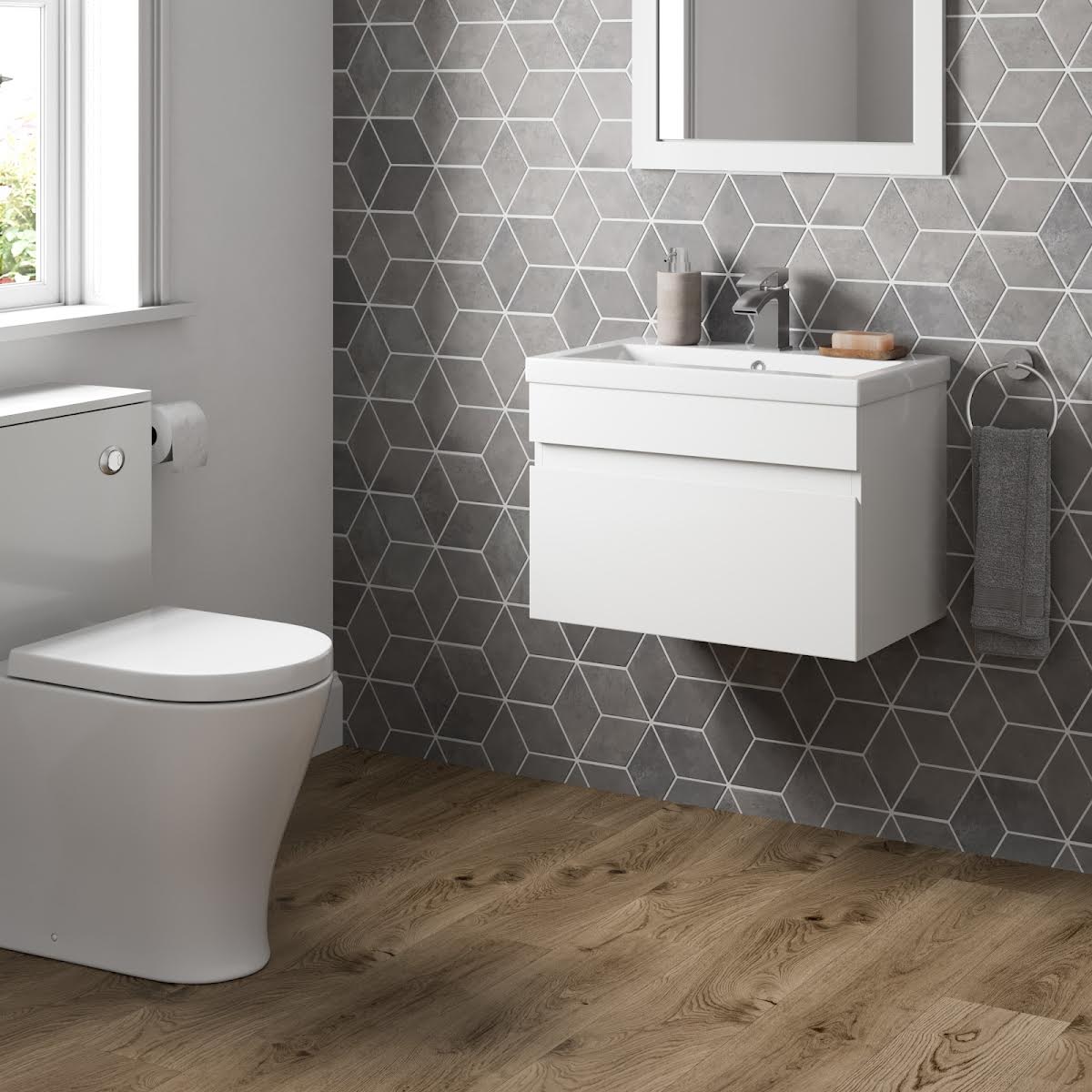 Artis Centro White Gloss Wall Hung Vanity Unit with Basin - 600mm