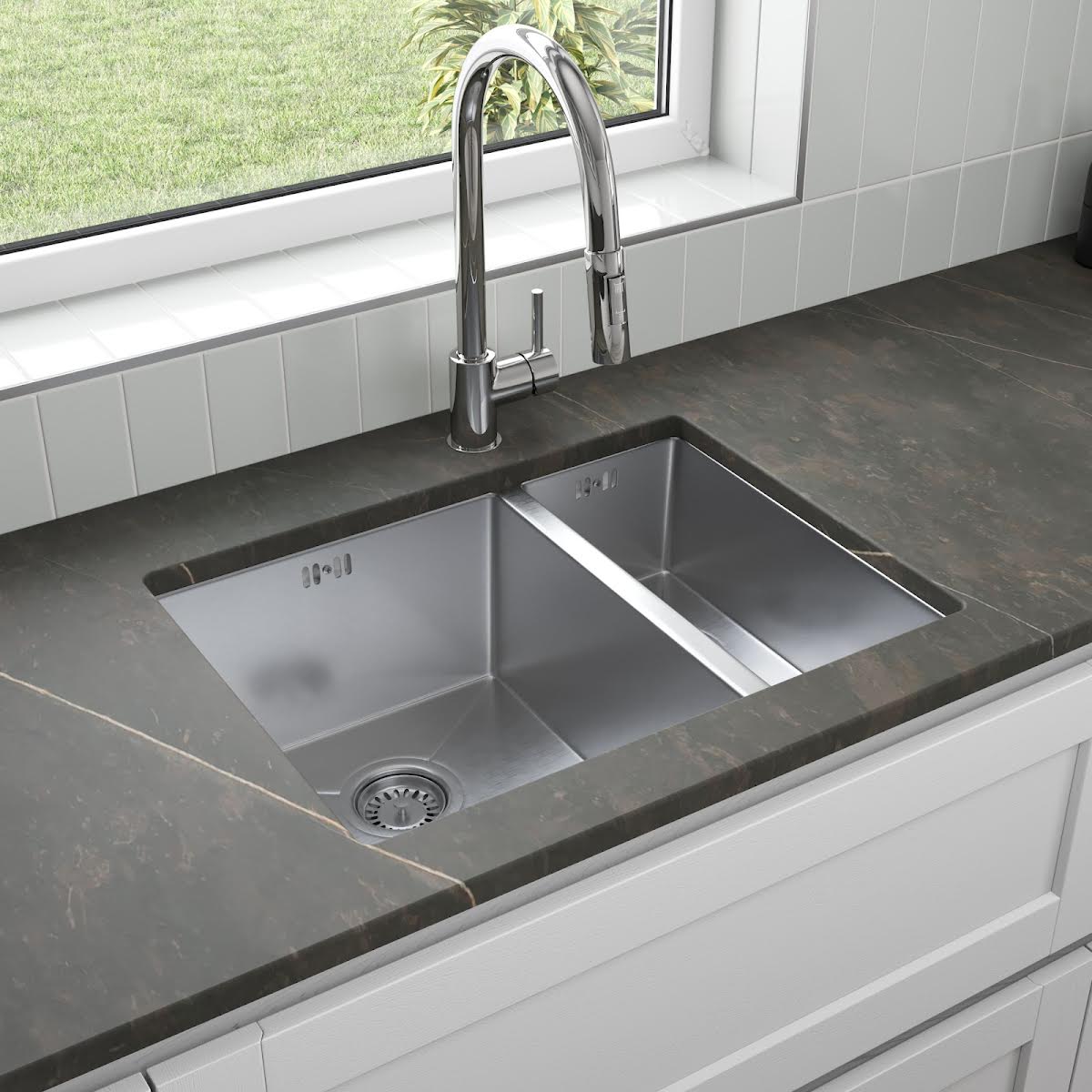 Sauber 1.5 Bowl Stainless Steel Undermount Kitchen Sink