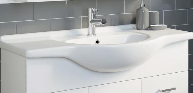 Ceramica White Gloss Semi-Recessed Basin - 1050mm