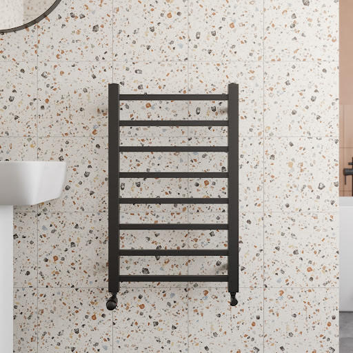 Solaro Square Bar Towel Radiator Matt Black - 800 x 500mm