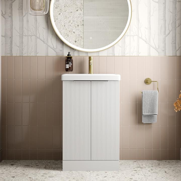 Artis Fluted Freestanding White Vanity Unit - 500mm