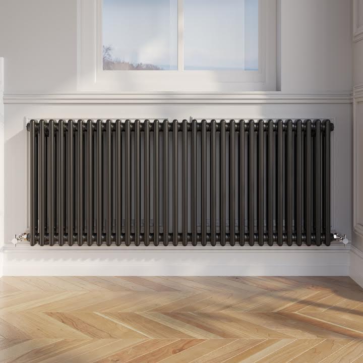 Park Lane Traditional Colosseum Double Bar Column Radiator Black - 600 ...