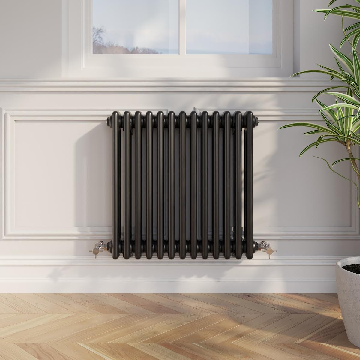 Park Lane Traditional Colosseum Triple Bar Column Radiator Black - 600 ...