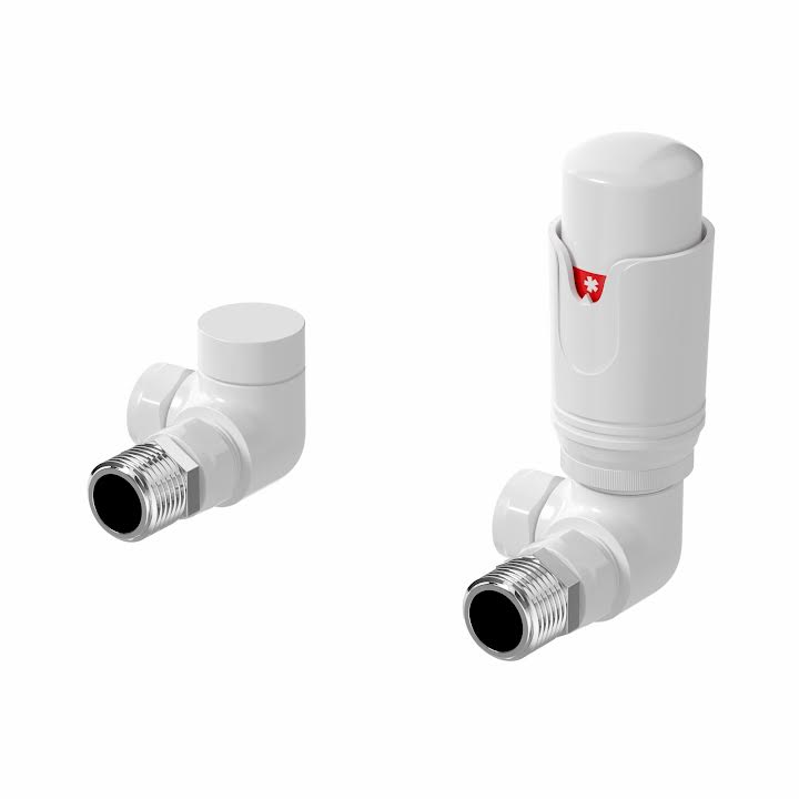 DuraTherm Corner White Thermostatic Radiator Valve Pack - 15mm