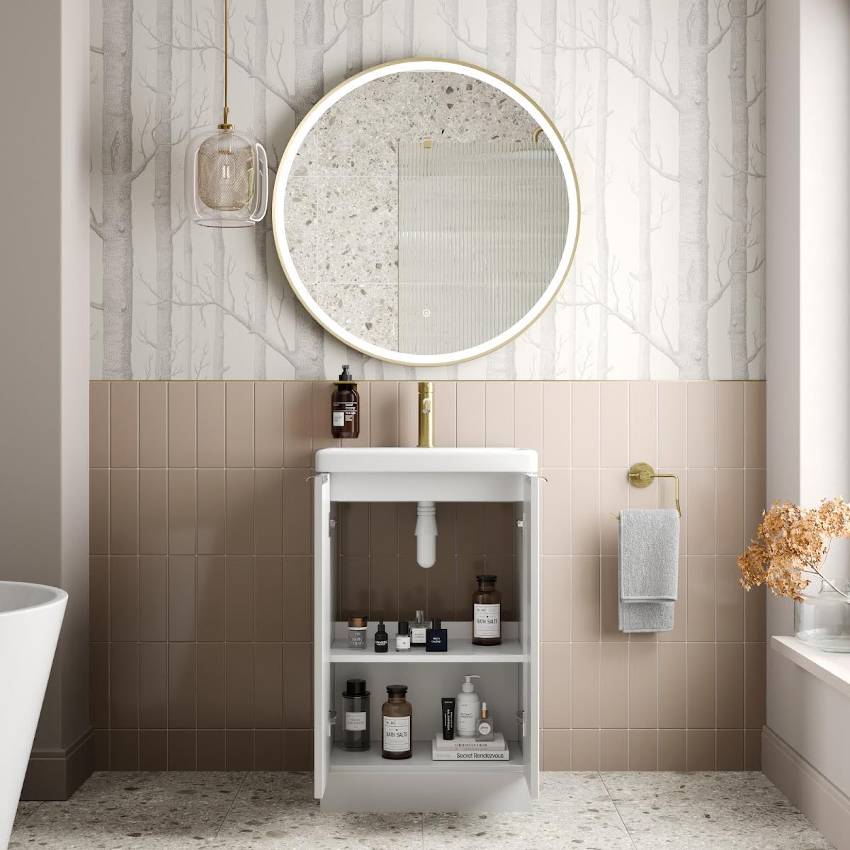 Artis Fluted Freestanding White Vanity Unit - 500mm