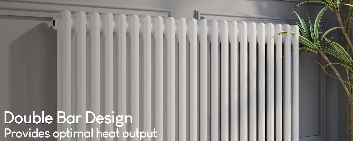 Park Lane Traditional Colosseum Double Bar Column Radiator White 600 x ...