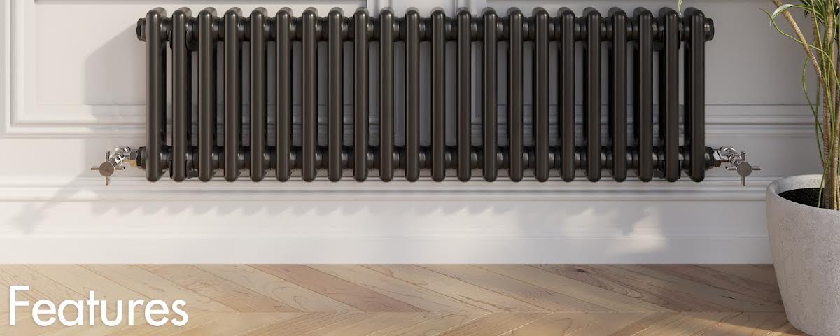 Park Lane Traditional Colosseum Double Bar Column Radiator Black - 300 ...