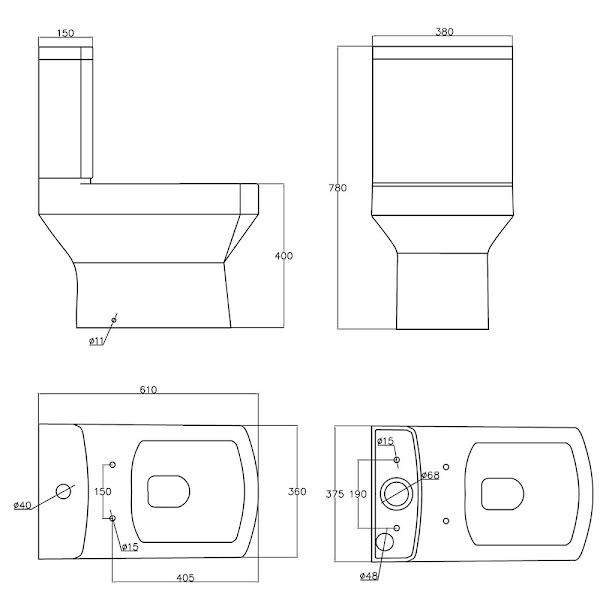 Affine Royan Black Bathroom Suite with L Shape Shower Bath 1700 & Artis ...