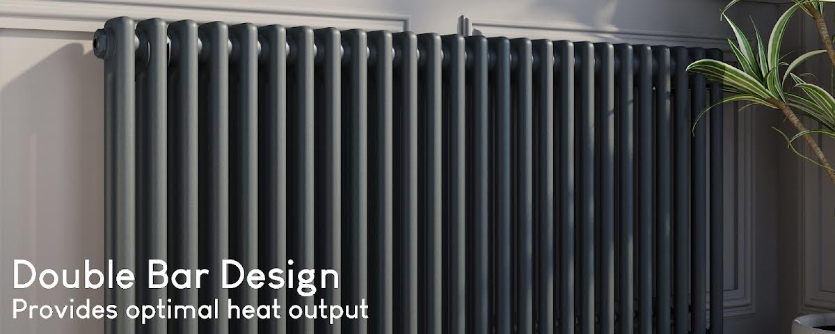 Park Lane Traditional Colosseum Double Bar Column Radiator Anthracite ...