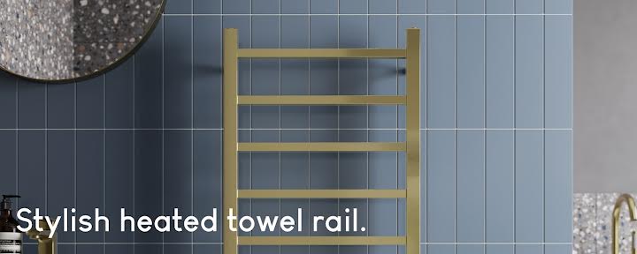Solaro Square Bar Towel Radiator Brushed Brass - 1200 x 500mm