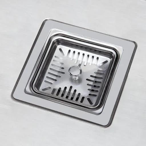 Sauber Square Basket Strainer Waste with Overflow - Chrome