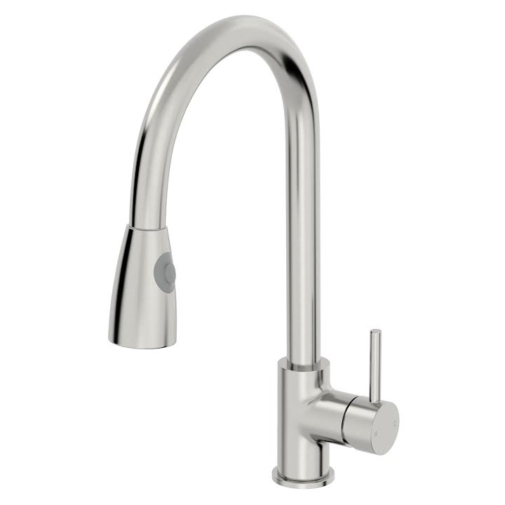 Sauber Baden Pull Out Kitchen Tap - Single Lever Brushed