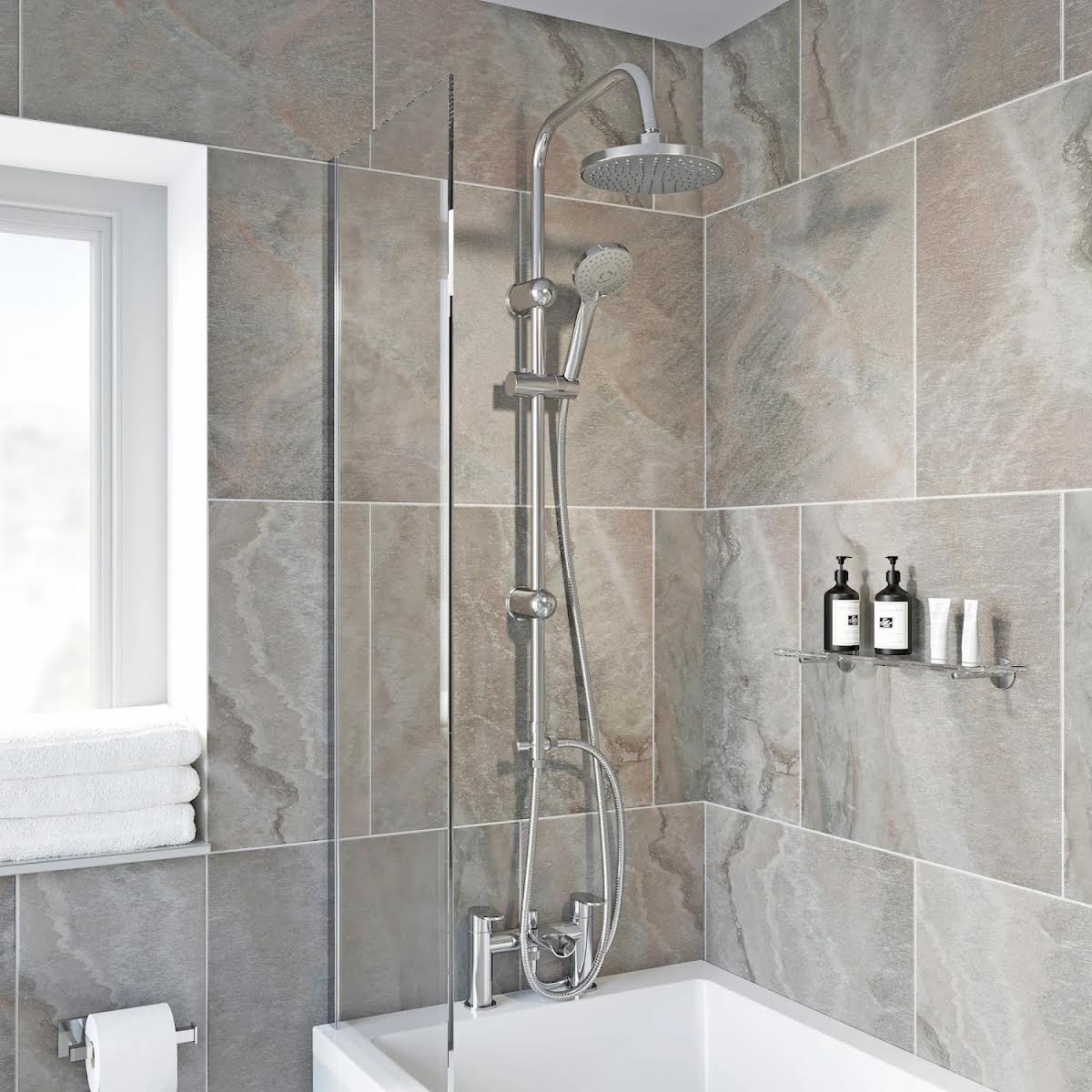Architeckt Edsberg Bath Shower Mixer Tap with Dual Outlet Shower Heads