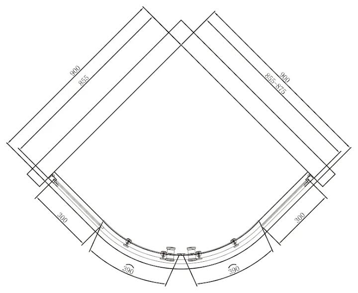 Hydrolux Quadrant Shower Enclosure 900mm with Raised Tray