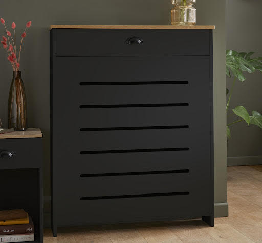 Vale Designs Black Radiator Cover - Small with Drawer 780mm