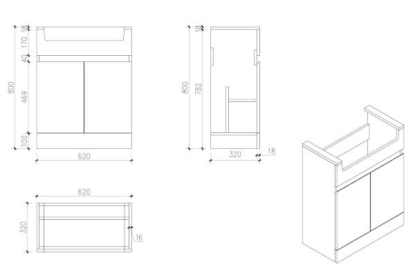 Artis Luna White Gloss Toilet & Vanity Unit with Basin - 1720mm