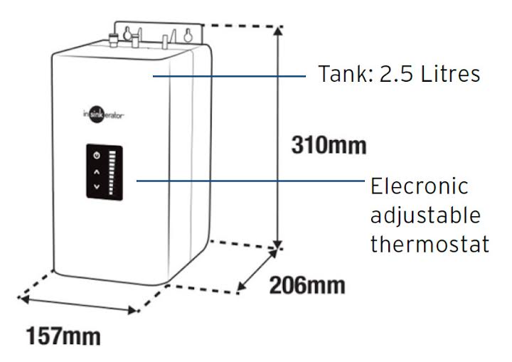 InSinkErator 3-in-1 Boiling Water Tap with NeoTank Brushed