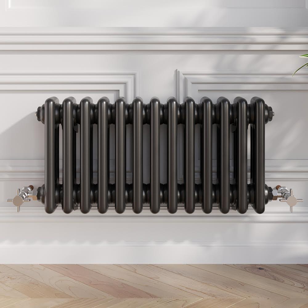 Park Lane Traditional Colosseum Triple Bar Column Radiator Black 300 x ...