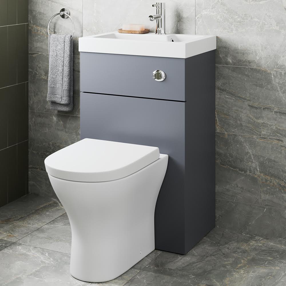 Artis Back to Wall Toilet with Sink on Top Grey Gloss Unit 500mm