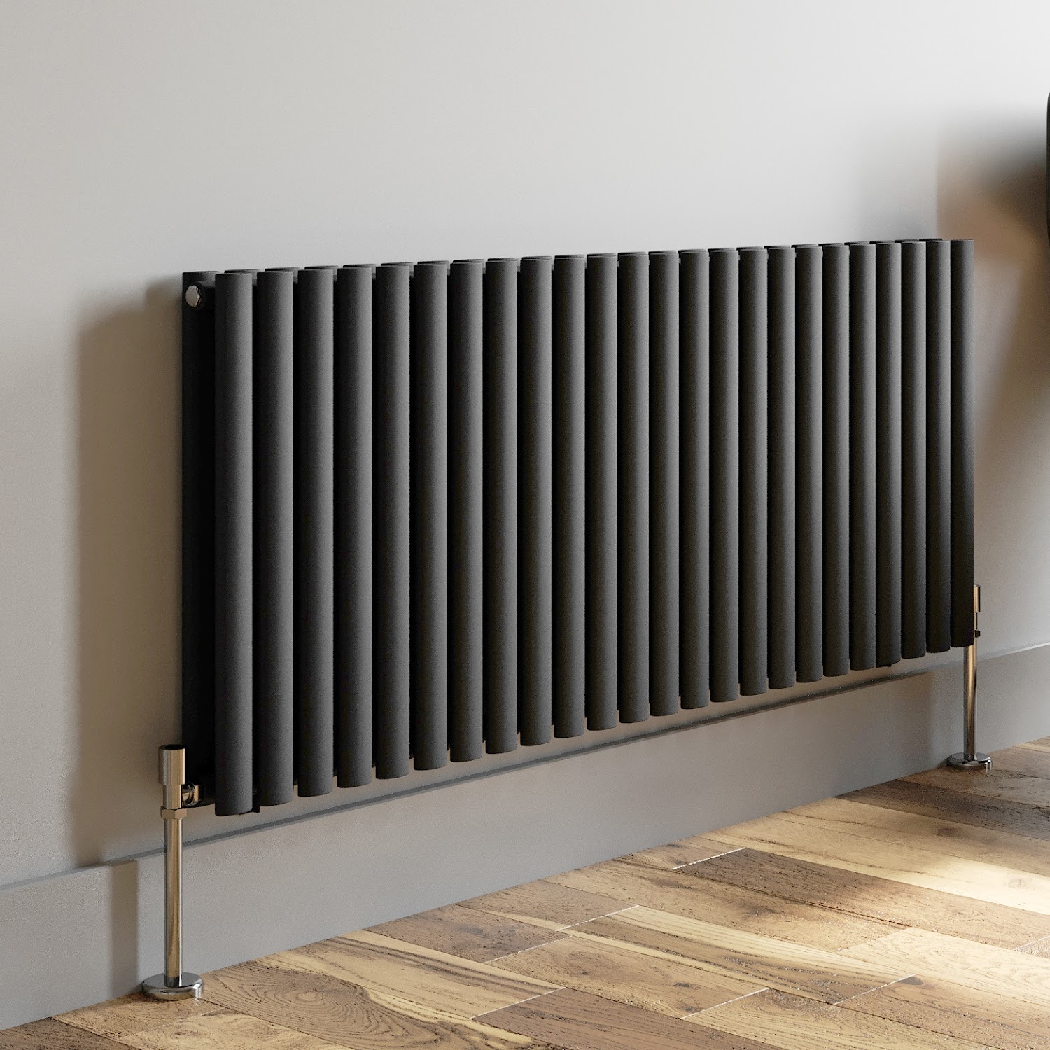 Anthracite Designer Radiator Horizontal Oval Column Double Panel Rad ...